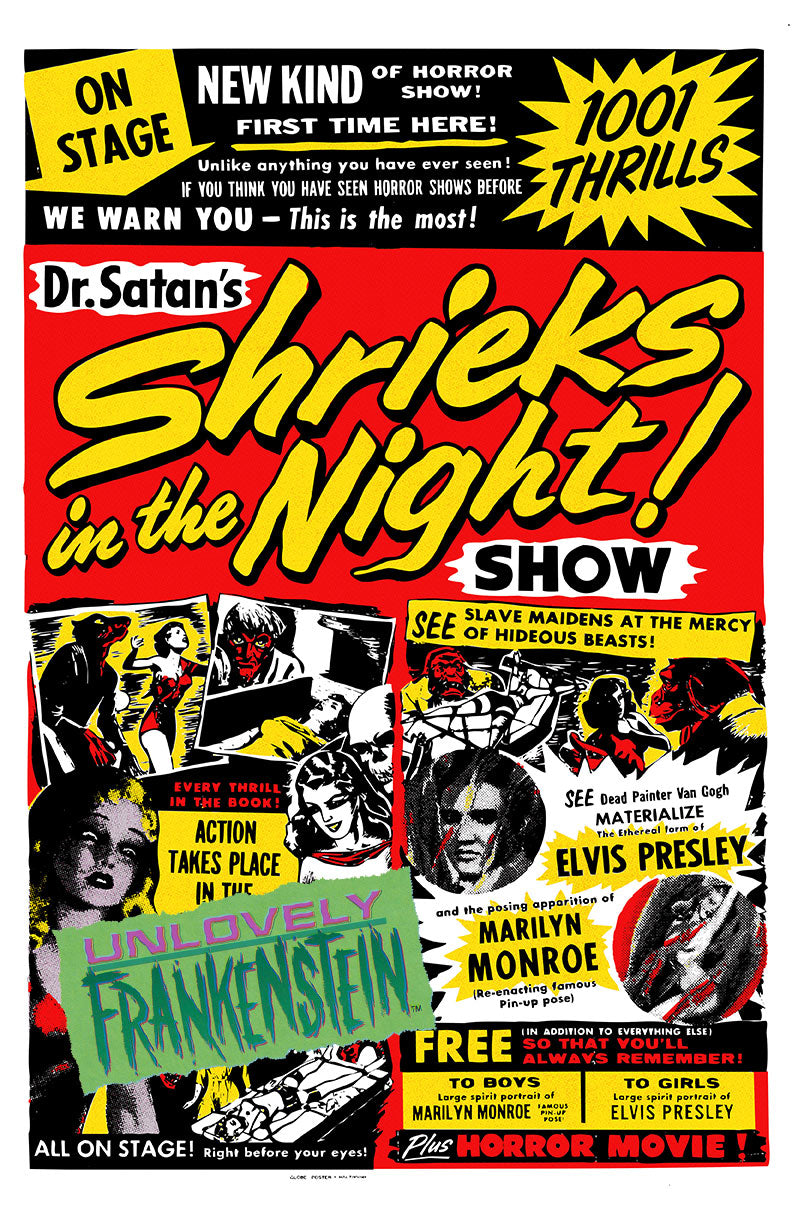 Dr. Satan's Shrieks in the Night, Spook Show Poster | 11x17 Art Print ...